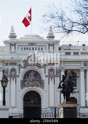 Peruvian Congress building facade front view. The general elections in ...
