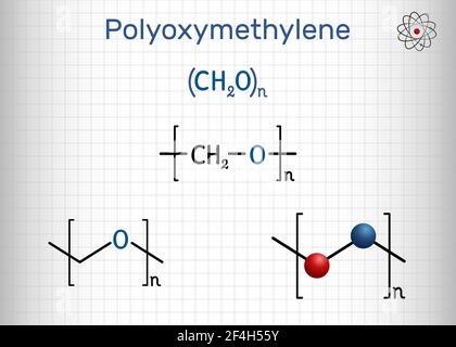 Polyoxymethylene, POM, acetal, polyacetal, polyformaldehyde molecule ...