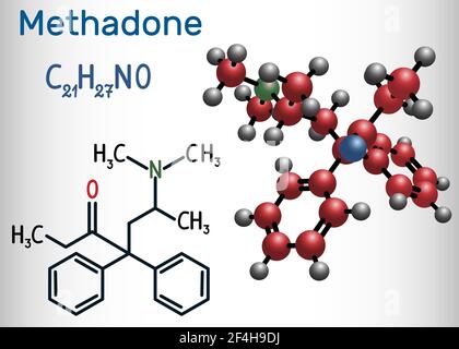 Methadone molecular structure. Methadone skeletal chemical formula ...