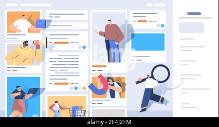 mix race people in web browser windows celebrating new year christmas ...