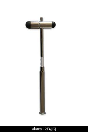 red rubber and metal knee reflex hammer is a diagnostic tool used by ...