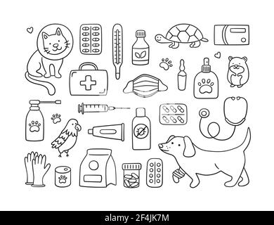Veterinary medicine icon in outline design isolated on white background ...