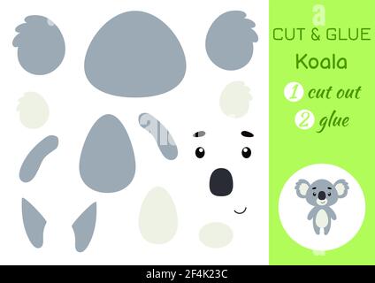 Cut and glue paper little koala. Kids crafts activity page. Educational ...