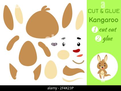 Cut and glue baby kangaroo. Education developing worksheet. Color paper ...