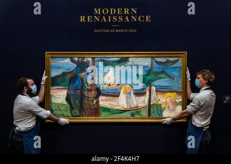 Embrace on the Beach (The Linde Frieze) 1904 by Edvard Munch Stock ...