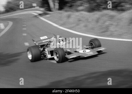 Jochen RINDT driving Lotus-Ford F1 car in full speed during 1970 Grand ...