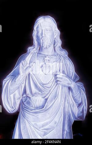 The Sacred Heart of Jesus. Color filters and enhancements applied. The ...