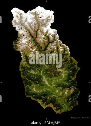 Bumthang, district of Bhutan. High resolution satellite map. Locations ...