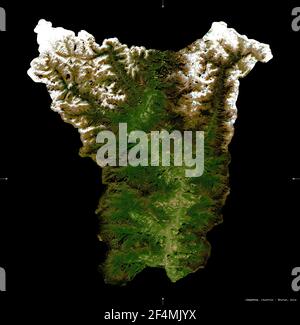 Lhuentse, district of Bhutan. High resolution satellite map. Locations ...