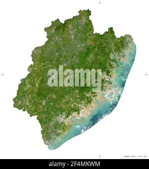 Fujian, province of China. High resolution satellite map. Locations of ...