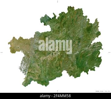 Guizhou, province of China. High resolution satellite map. Locations ...