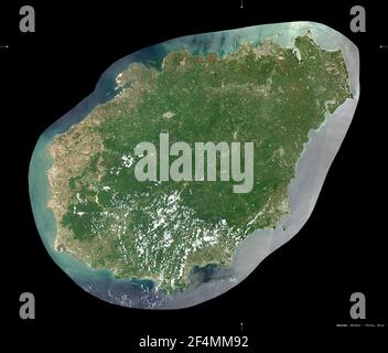 Hainan, province of China. High resolution satellite map. Locations and ...