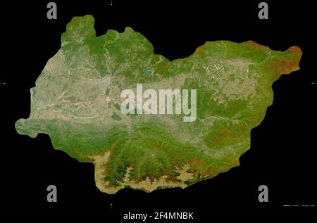Shape of Imereti, region of Georgia, with its capital isolated on white ...