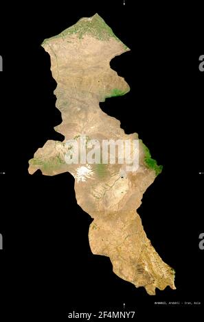 Ardebil, province of Iran. High resolution satellite map. Locations of ...