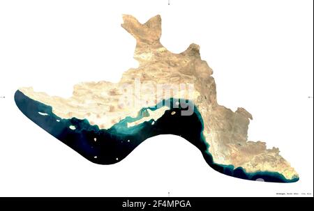 Shape of Hormozgan, province of Iran, with its capital isolated on ...