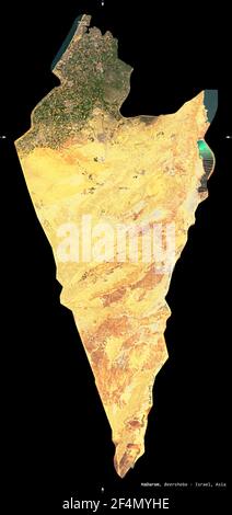 HaDarom, district of Israel. High resolution satellite map. Locations ...