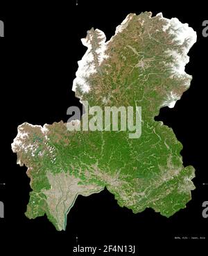 Gifu, prefecture of Japan. High resolution satellite map. Locations and ...
