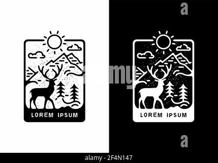 Black and white line art of deer head. Good use for symbol, mascot ...