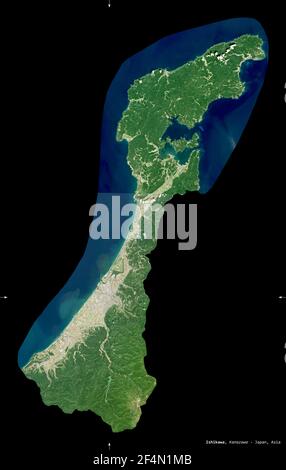 Ishikawa, prefecture of Japan. High resolution satellite map. Corner ...