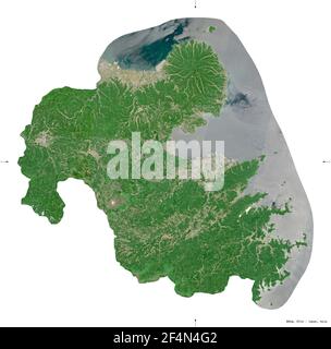 Oita, prefecture of Japan. High resolution satellite map. Locations and ...