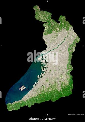 Osaka, urban prefecture of Japan. High resolution satellite map Stock ...