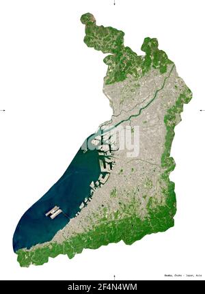 Osaka, urban prefecture of Japan. High resolution satellite map ...