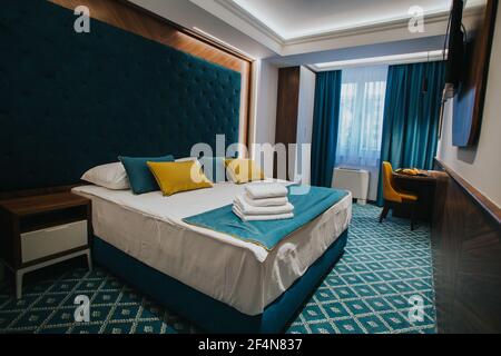 BRC, BOSNIA AND HERZEGOVINA - Jun 25, 2020: Wide angle shot of hotel ...