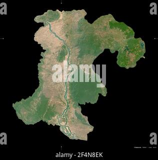 Champasak, province of Laos. High resolution satellite map. Corner ...