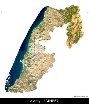 South, governorate of Lebanon. High resolution satellite map. Locations ...