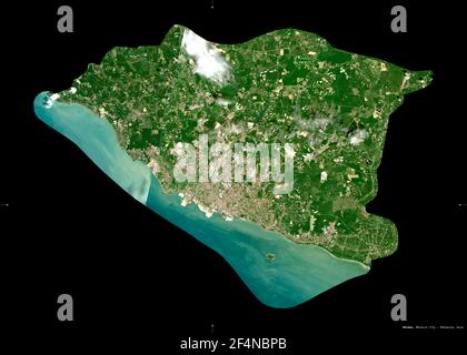 Shape of Melaka, state of Malaysia, with its capital isolated on white ...