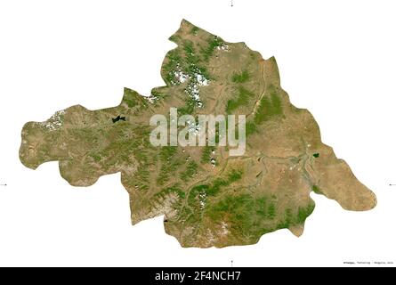 Shape of Arhangay, province of Mongolia, with its capital isolated on ...
