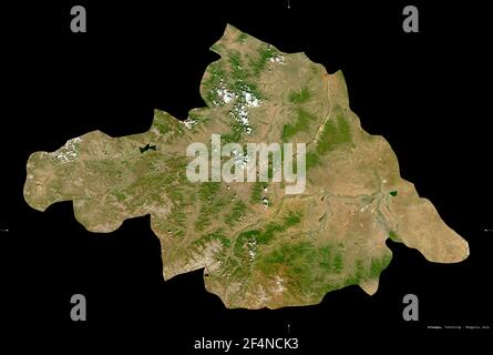 Shape of Arhangay, province of Mongolia, with its capital isolated on ...