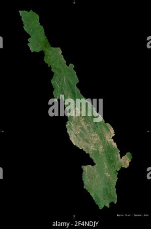 Kayin, state of Myanmar. High resolution satellite map. Locations and ...