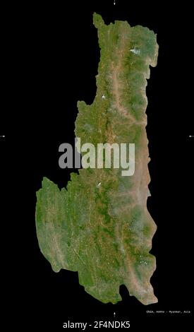 Chin, state of Myanmar. High resolution satellite map. Corner auxiliary ...