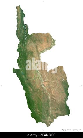 Magway, division of Myanmar. High resolution satellite map. Corner ...