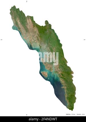 Rakhine, state of Myanmar. High resolution satellite map. Corner ...