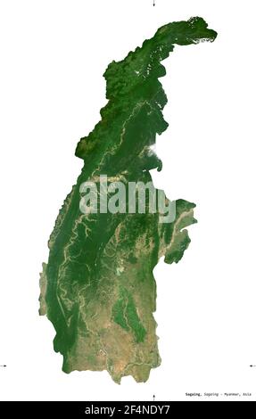 Shape of Sagaing, division of Myanmar, with its capital isolated on ...