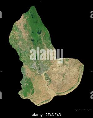 Shape of Yangon, division of Myanmar, with its capital isolated on ...