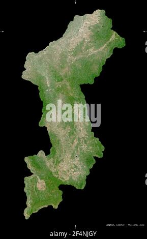 Lamphun, province of Thailand. High resolution satellite map. Locations ...
