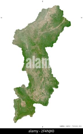 Lamphun, province of Thailand. High resolution satellite map. Locations ...