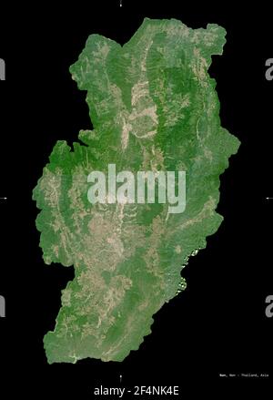 Nan, province of Thailand. High resolution satellite map. Locations of ...