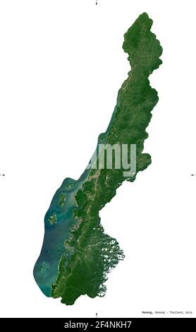 Ranong, province of Thailand. High resolution satellite map. Corner ...