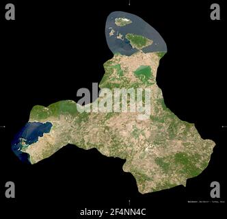 Shape of Balikesir, province of Turkey, and its capital. Distance scale ...