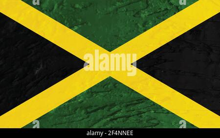 Jamaica flag with waving grunge texture. Vector background Stock Vector ...