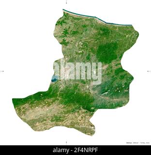 Shape of Sakarya, province of Turkey, and its capital. Distance scale ...