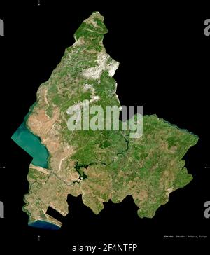 Shkoder, county of Albania. High resolution satellite map. Locations ...