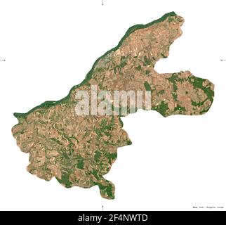 Shape of Ruse, province of Bulgaria, with its capital isolated on white ...