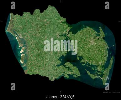 Syddanmark, region of Denmark. High resolution satellite map Stock ...