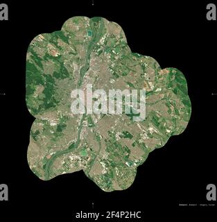 Budapest, capital city of Hungary. High resolution satellite map ...
