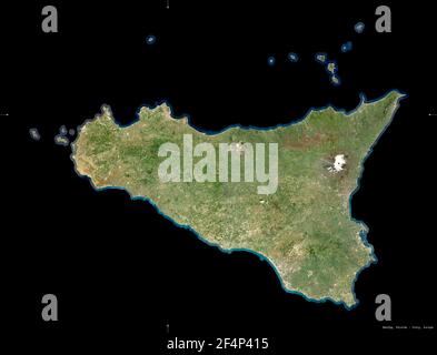 Sicily, autonomous region of Italy. High resolution satellite map Stock ...